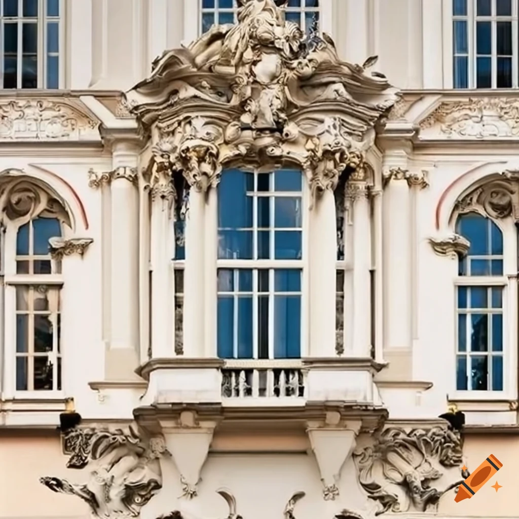 Neoclassical palace window with stucco ornaments on Craiyon