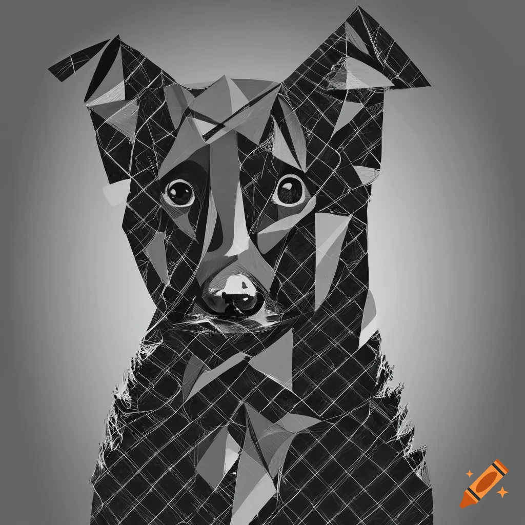 Geometric dog artwork on white background on Craiyon