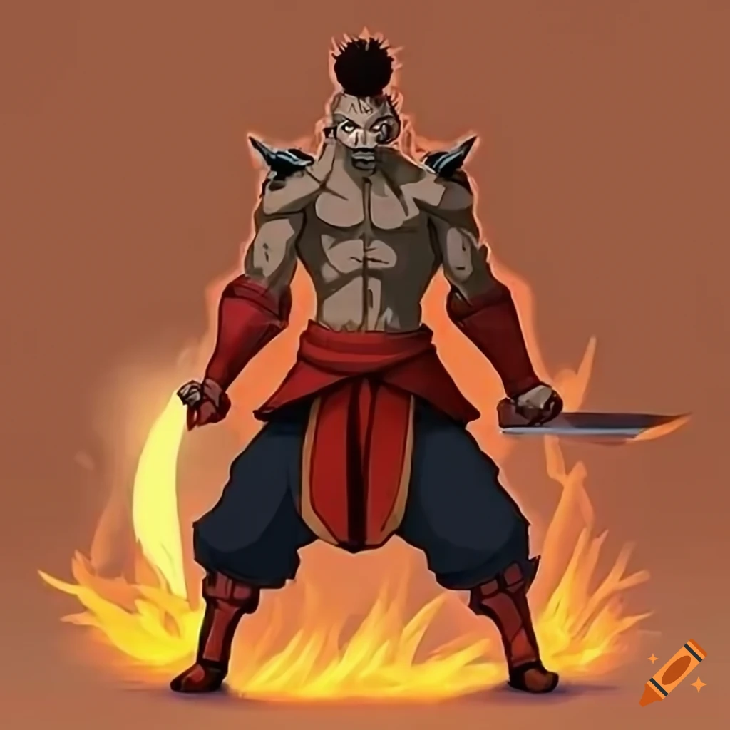 Fusion of Aang avatar and Doomsday as imperial praetorian guard with sword on Craiyon