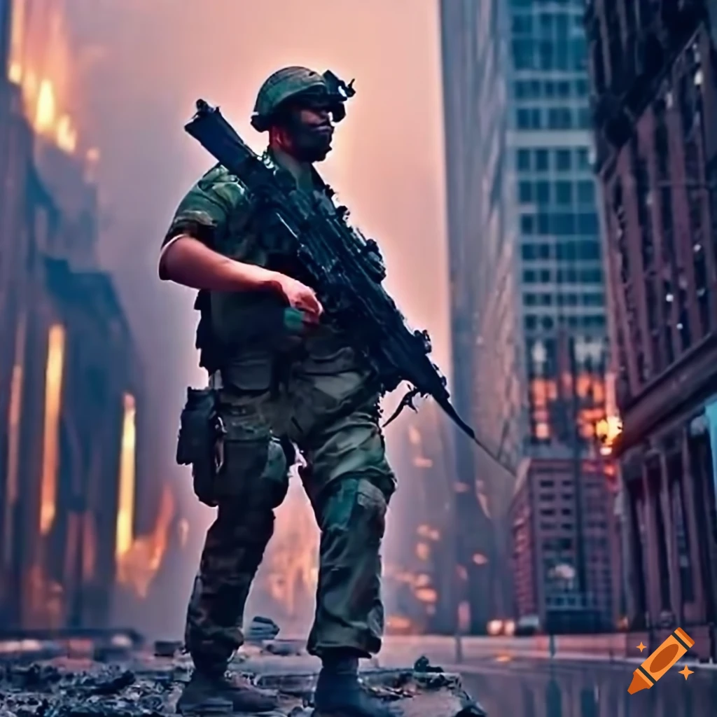 Image of soldiers in a warzone on Craiyon