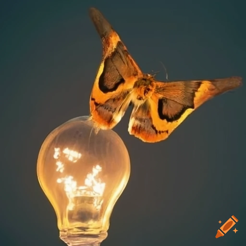 Photo of a moth trapped inside a lightbulb on Craiyon
