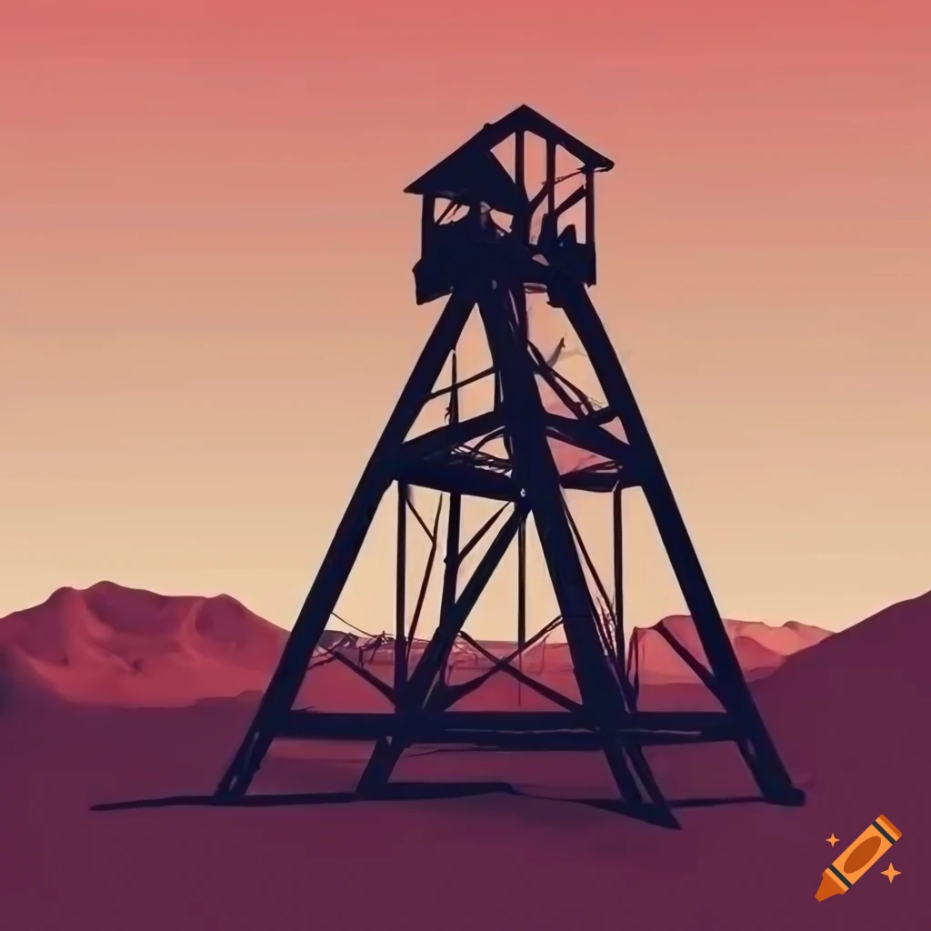 Monochromatic mining headframe in the desert