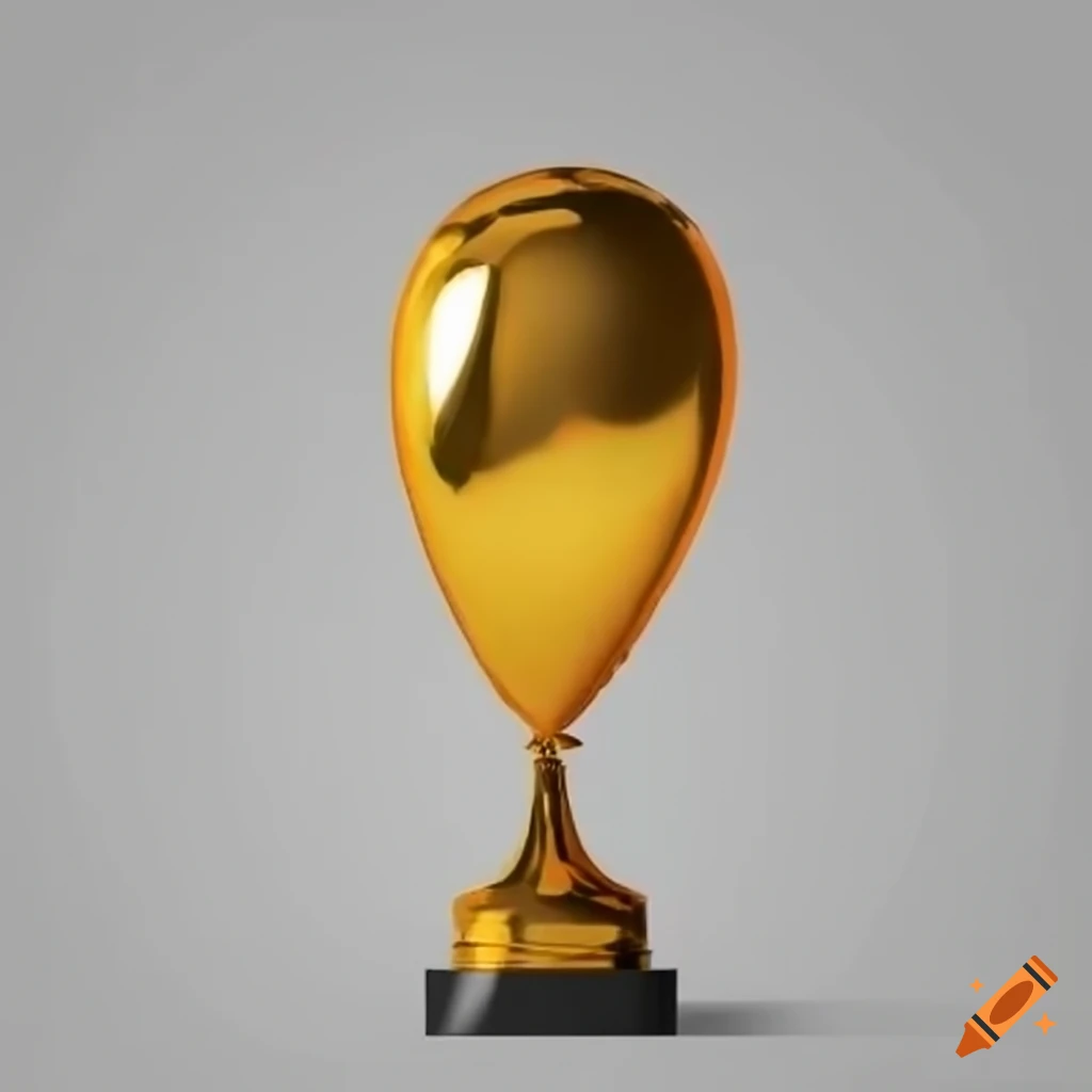 Gold trophy with a dancing man and balloon