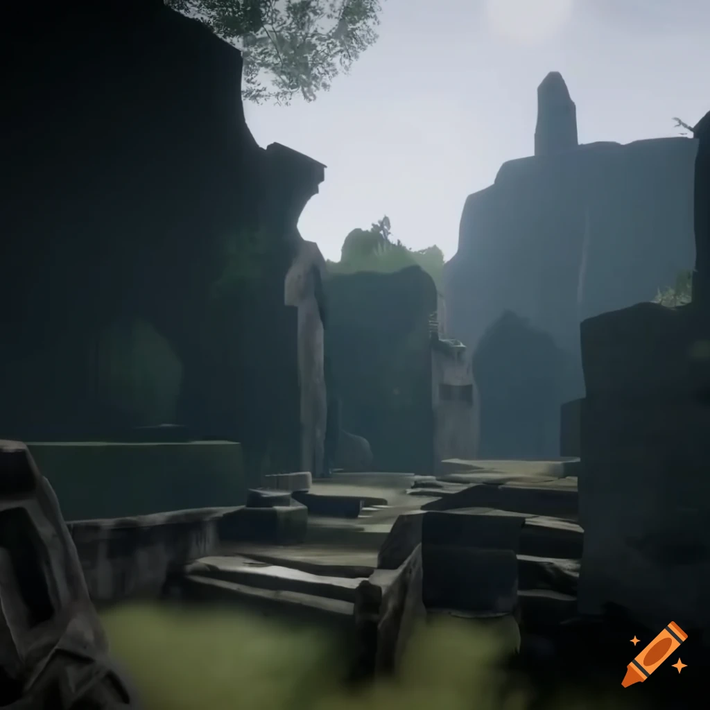 Image of etruscan-hittite ruins in a jungle