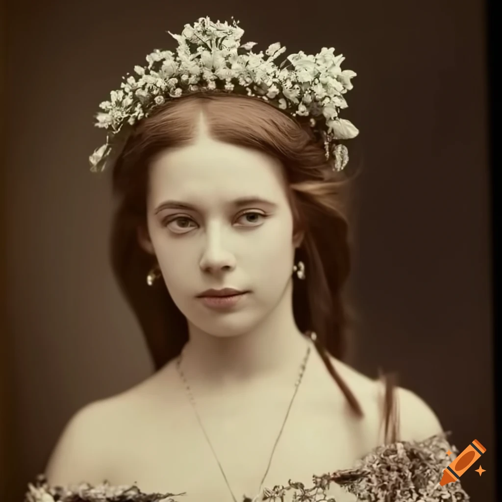 Portrait of a princess with flower-adorned hair