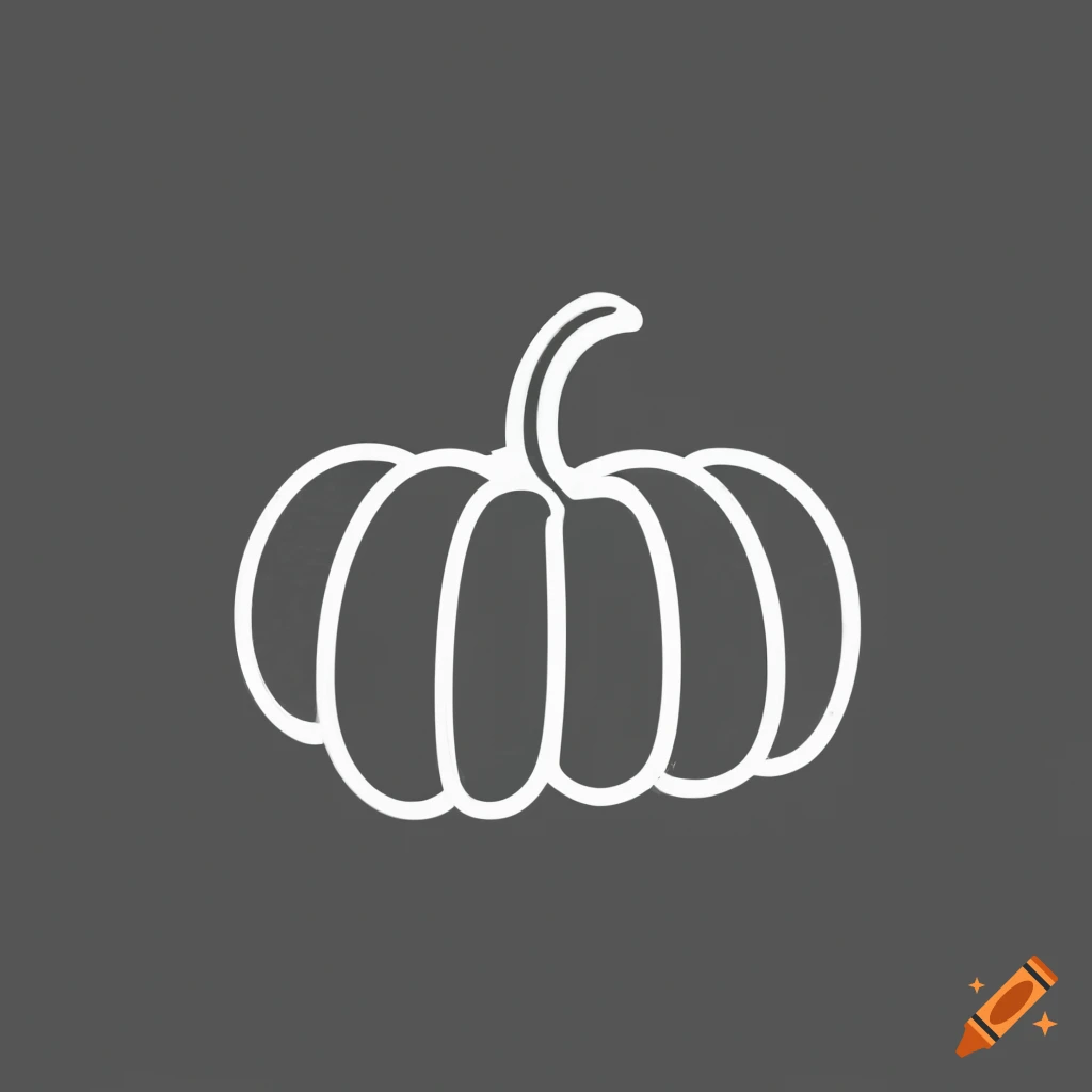 Minimalistic black and white glyph of a pumpkin on Craiyon
