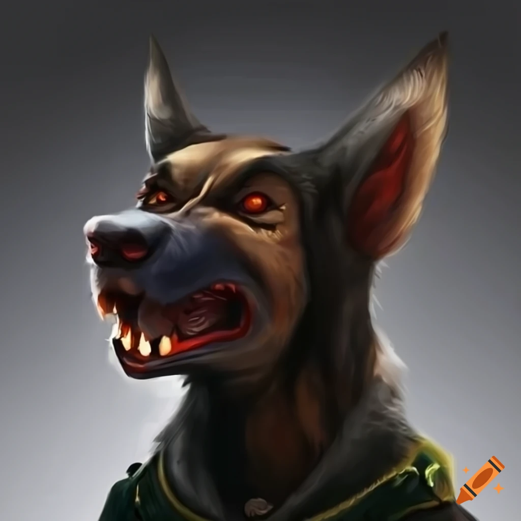 Image of an angry space war general dog