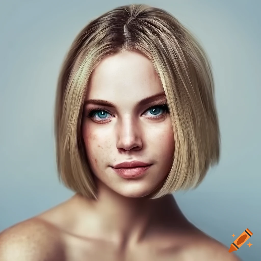 High-resolution portrait of a beautiful young woman with freckles on ...