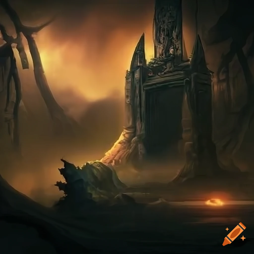 Fantasy game art of alien ruins