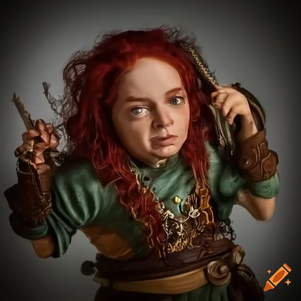 Illustration of a halfling pirate warrior on Craiyon