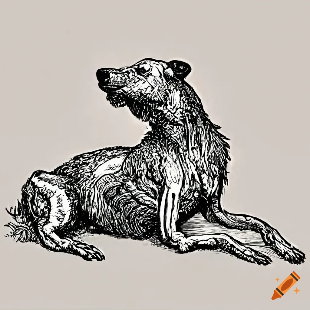 Flat art of a double headed dog on Craiyon