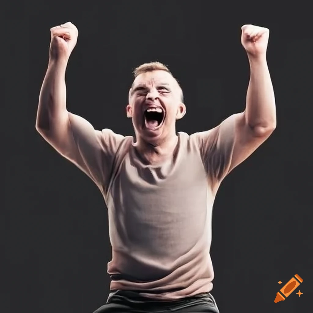 Man celebrating victory on Craiyon