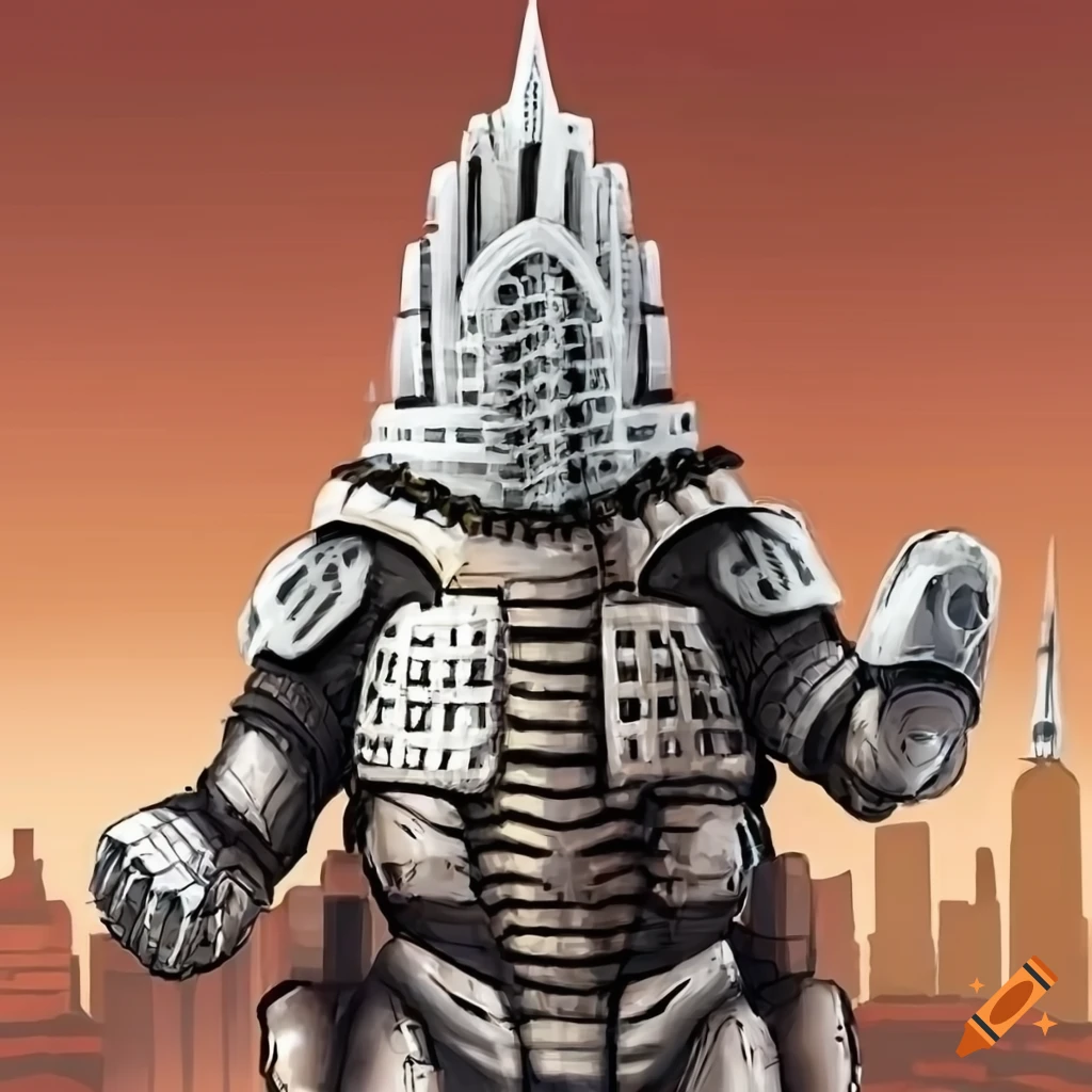 Illustration of a futuristic cyborg turtle kaiju on Craiyon