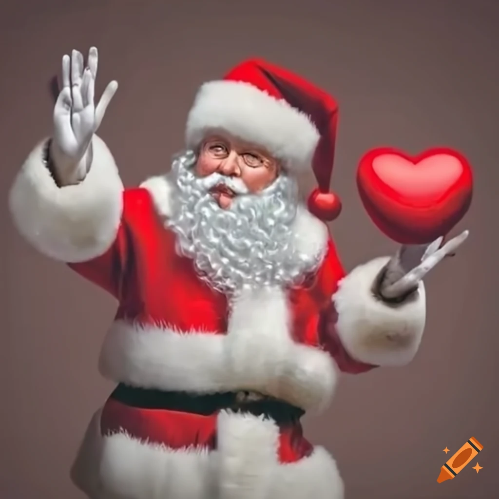 Santa claus holding a dove and a heart on Craiyon
