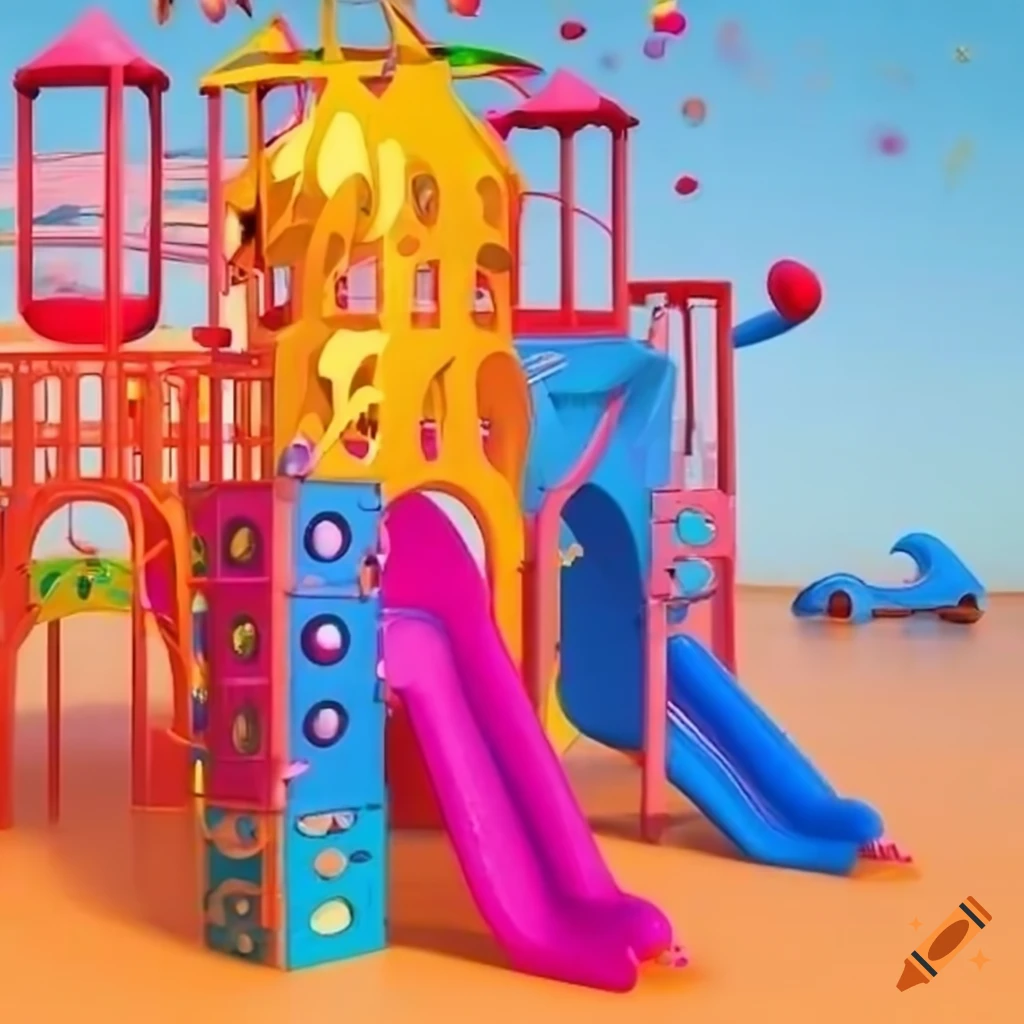 Colorful surreal playground on Craiyon