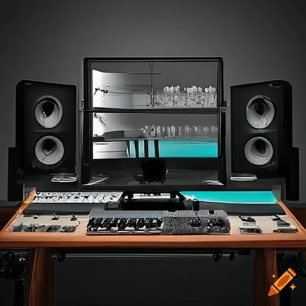 Interior of a home studio on Craiyon