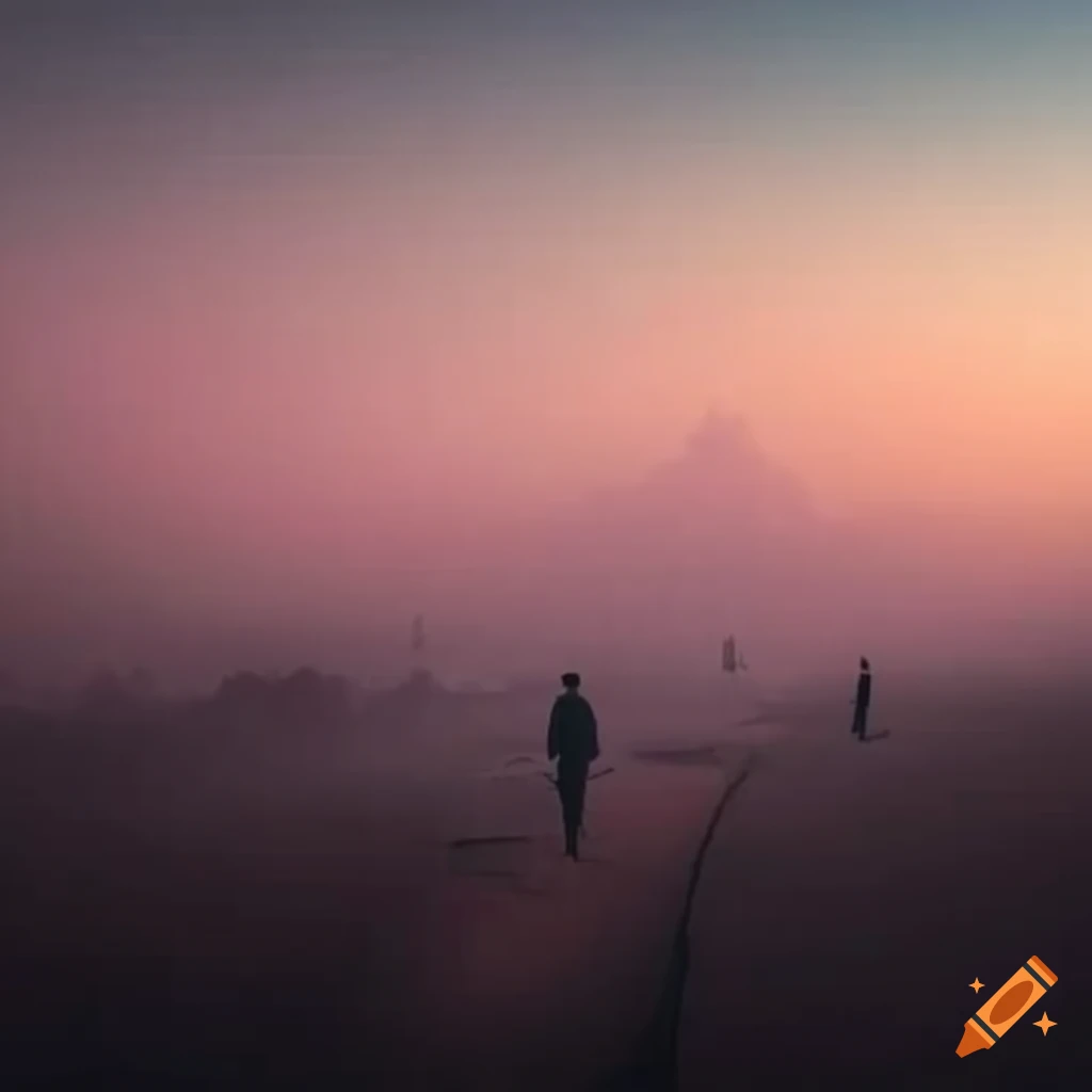 Image of a village under an ash-filled sky on Craiyon