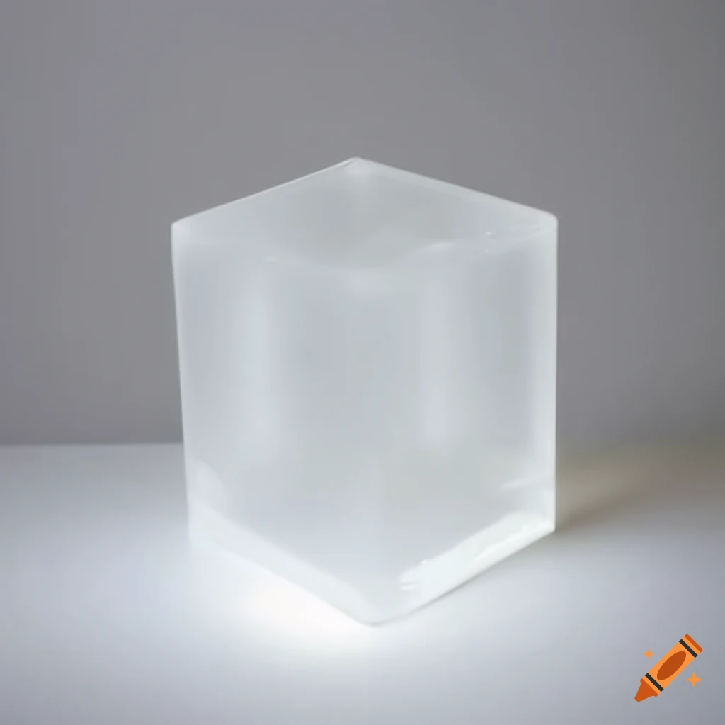 Frosted glass cube holding a magnum of champagne