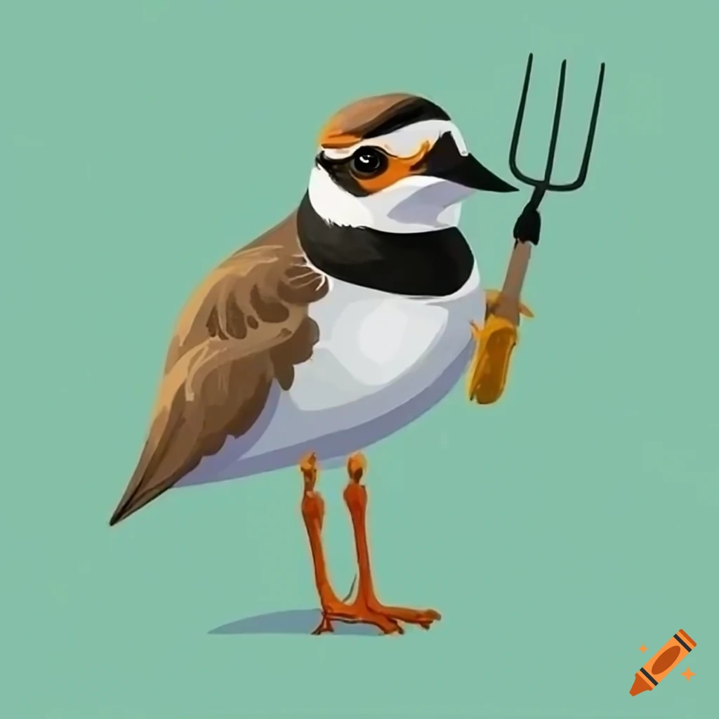 Funny image of a grumpy plover with a pitchfork on Craiyon