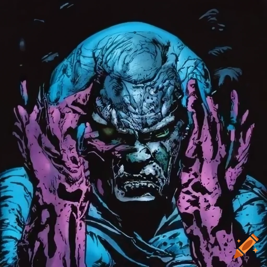 Blue monster with veins in a comic style on Craiyon