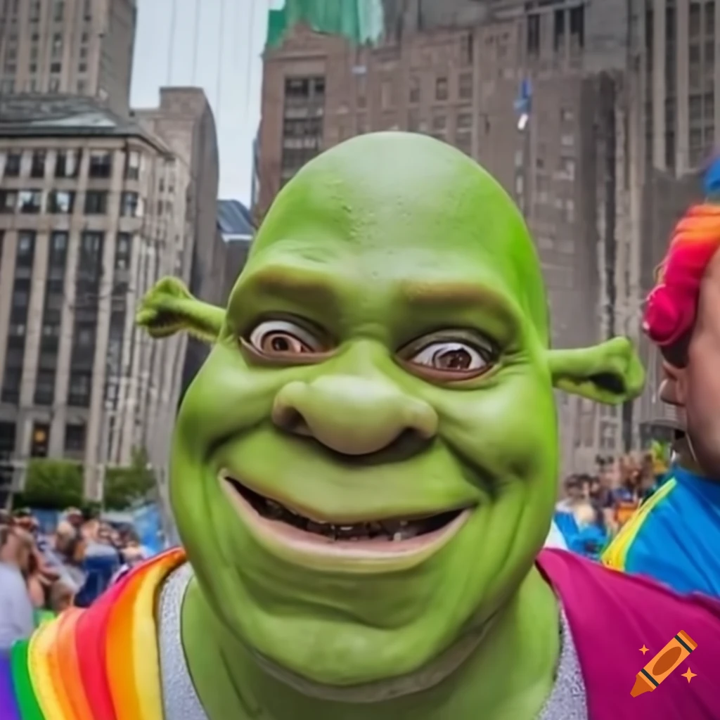 Shrek at the new york pride parade on Craiyon