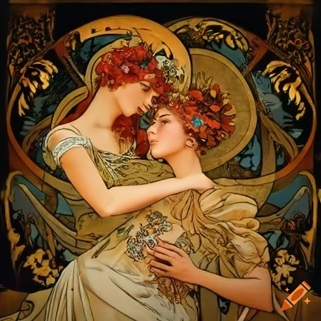 Artwork of two angels in a scenic natural setting on Craiyon