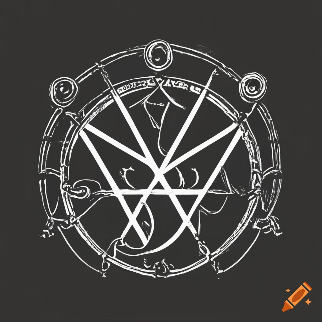 White duel spellcasting symbol on black background