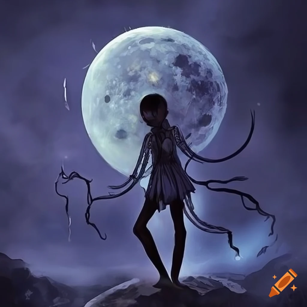 Artistic representation of a moon child on Craiyon