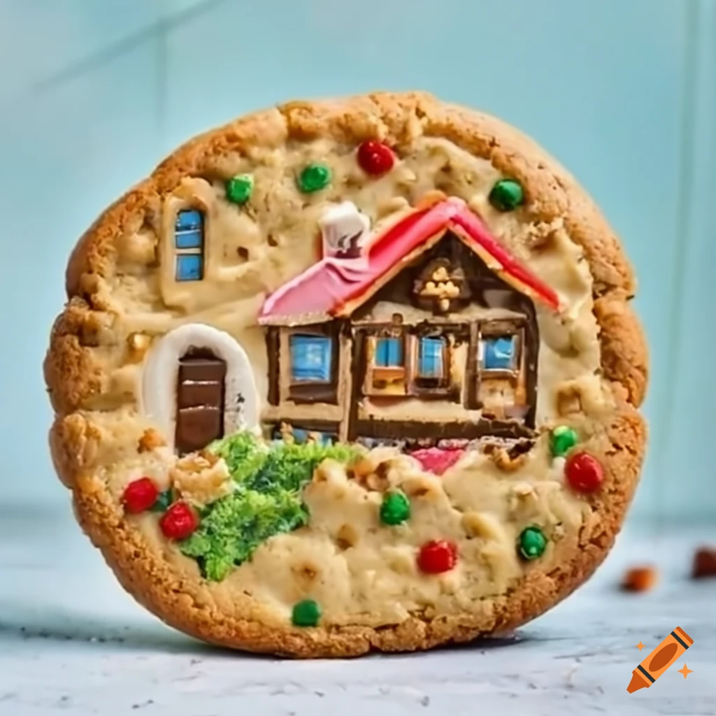 Cookie with a cute country house design