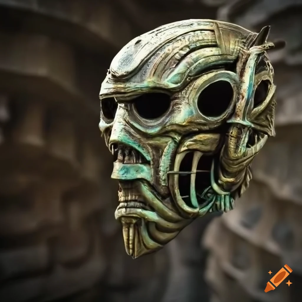 Biomechanical cyberpunk style helmet on Craiyon