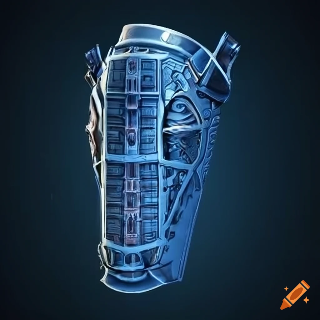 Blueprint of a tech vambrace on Craiyon