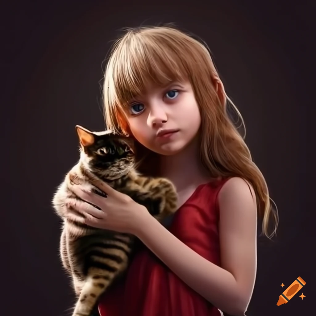 Girl holding a cat on Craiyon