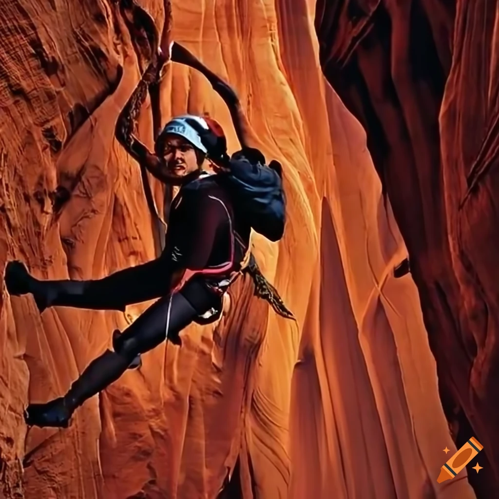 Green alien rock climbing in sedona national park on Craiyon