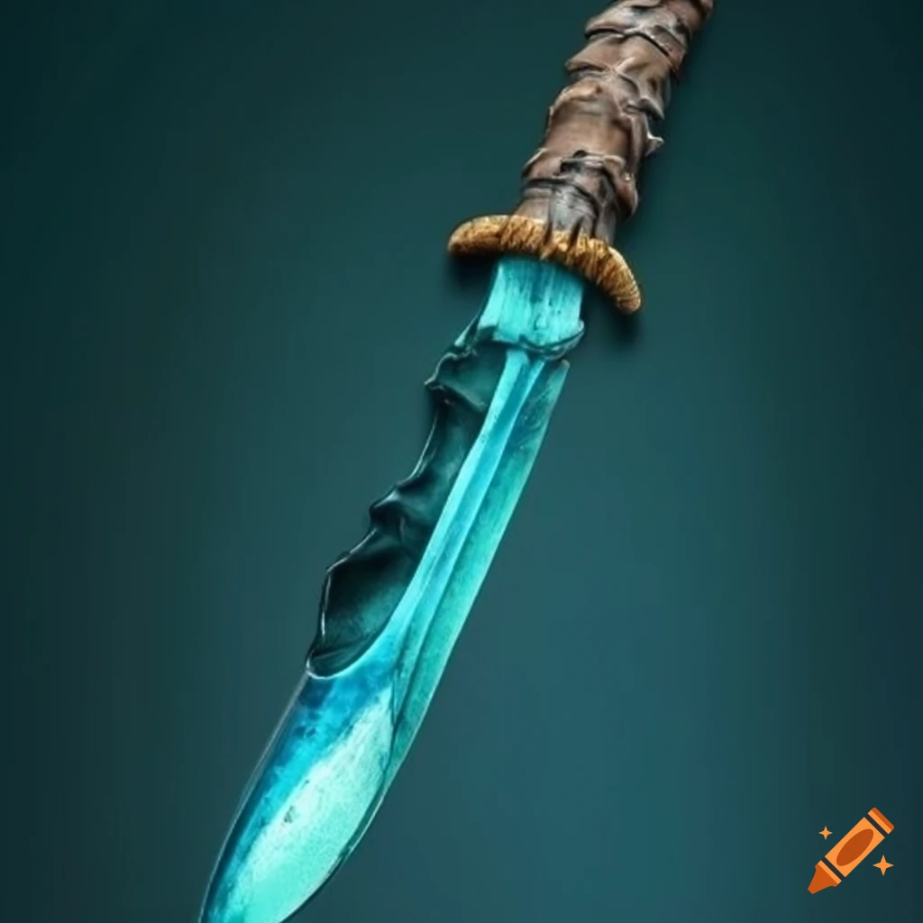 Two-pronged staff made of flowing water on Craiyon