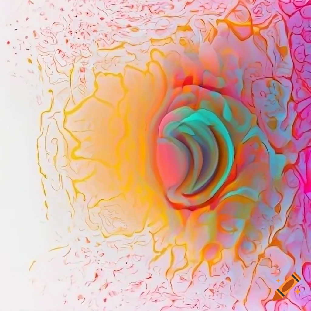 Vibrant generative art on white background