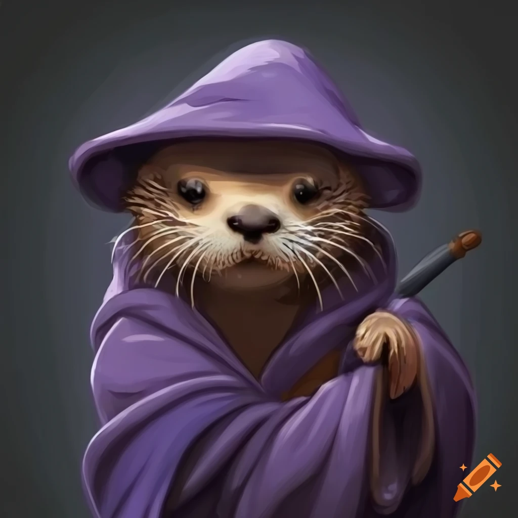 Purple otter wizard in pokémon style drawing on Craiyon