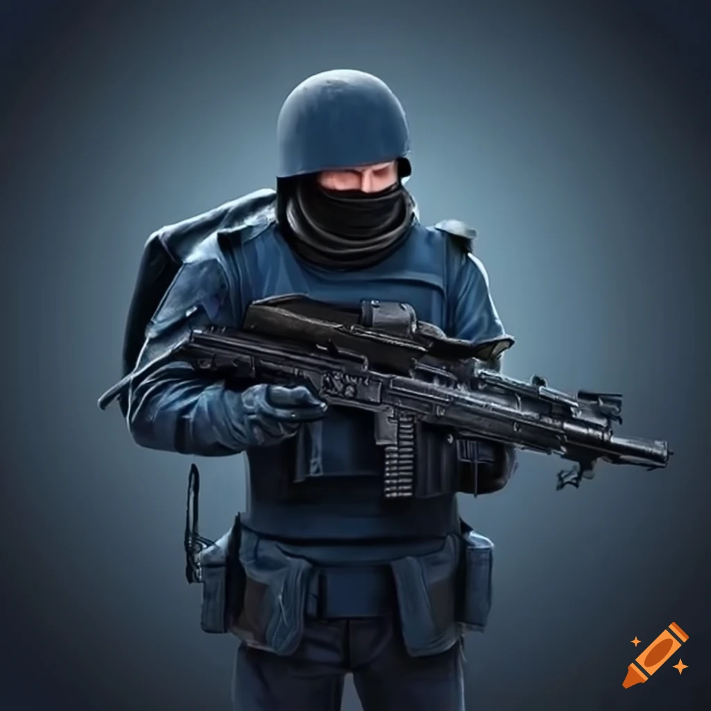 Soldier in uniform with heavy weaponry