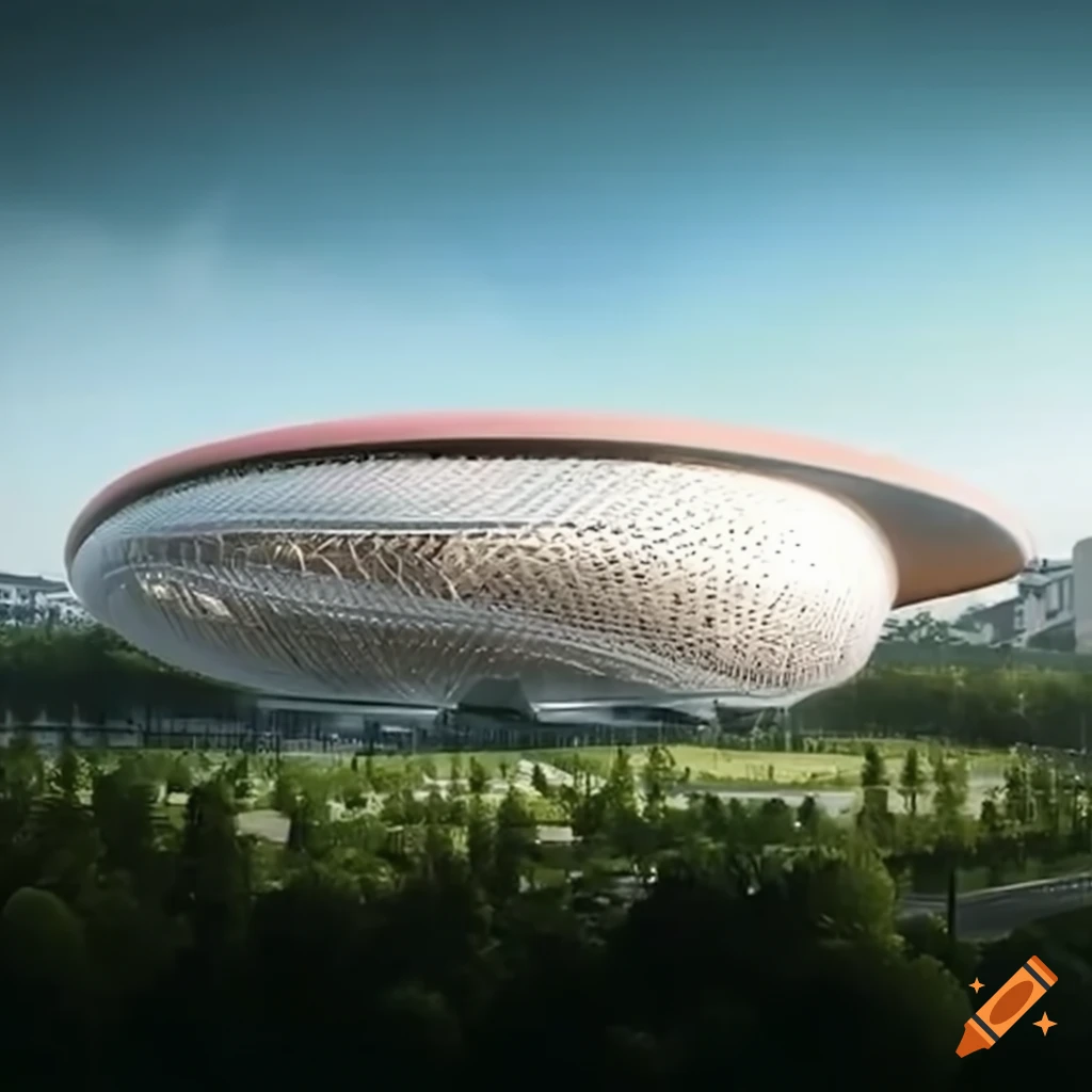 Concept design of AC MILAN's futuristic stadium surrounded by nature on ...