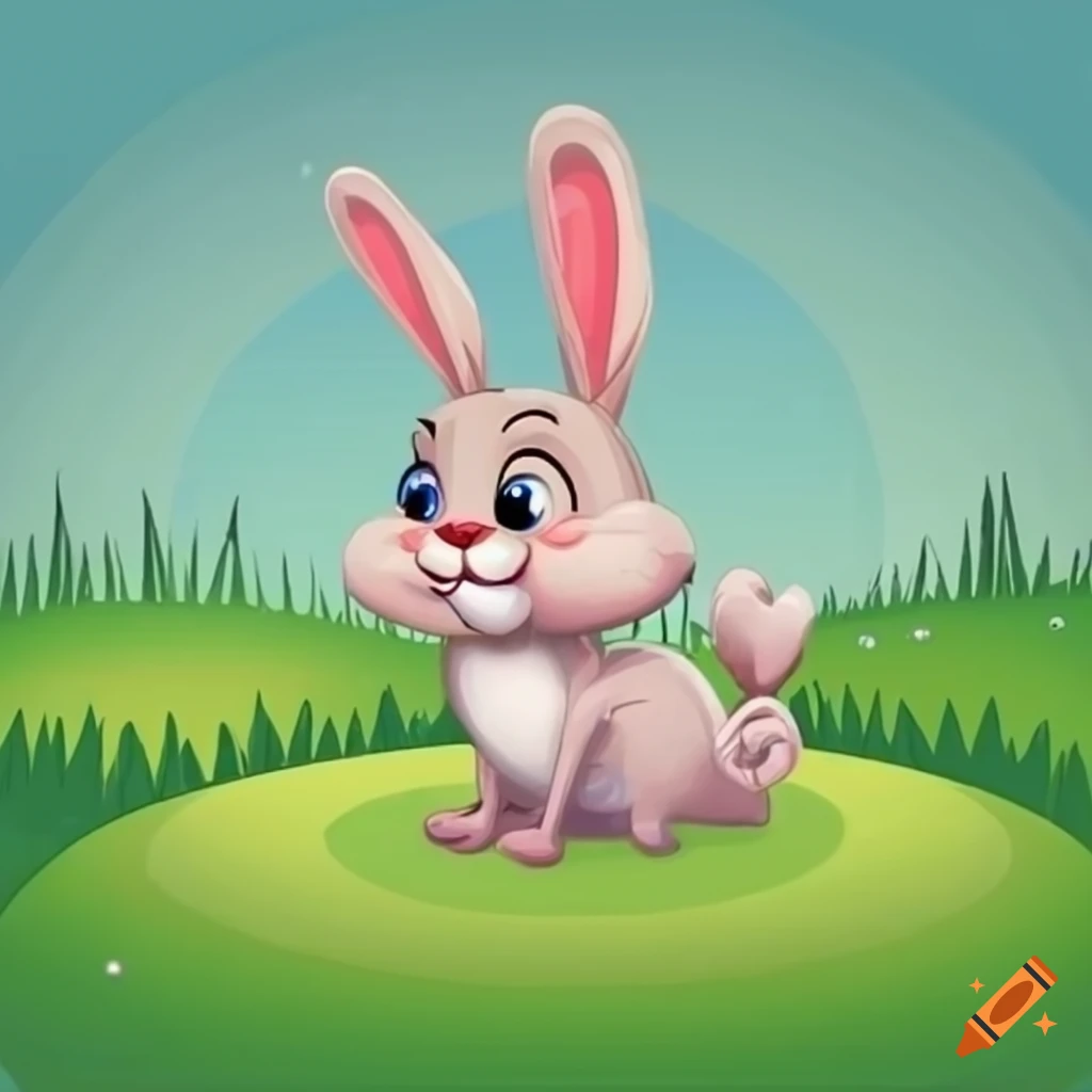 Cartoon rabbit in the countryside