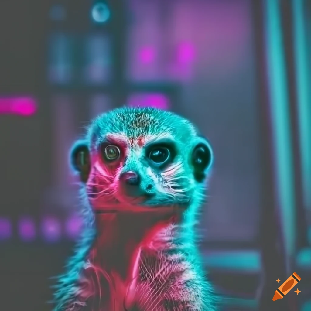 Neon cyberpunk meerkat background on Craiyon