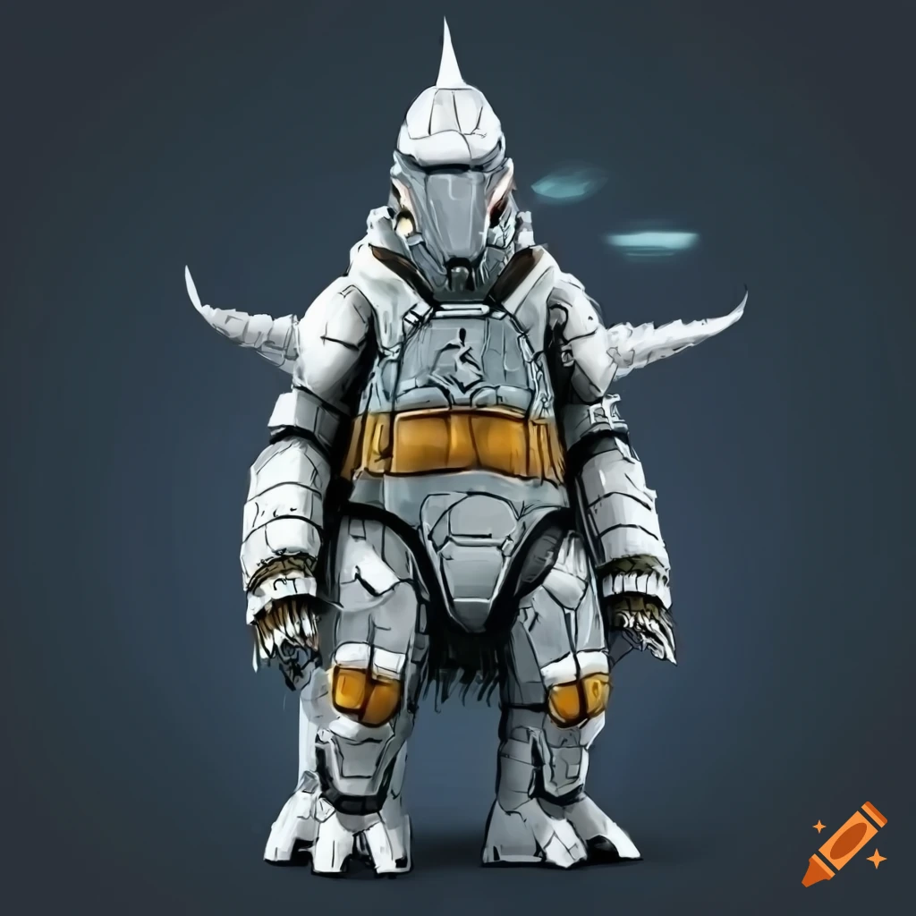 Illustration of a futuristic cyborg turtle kaiju on Craiyon