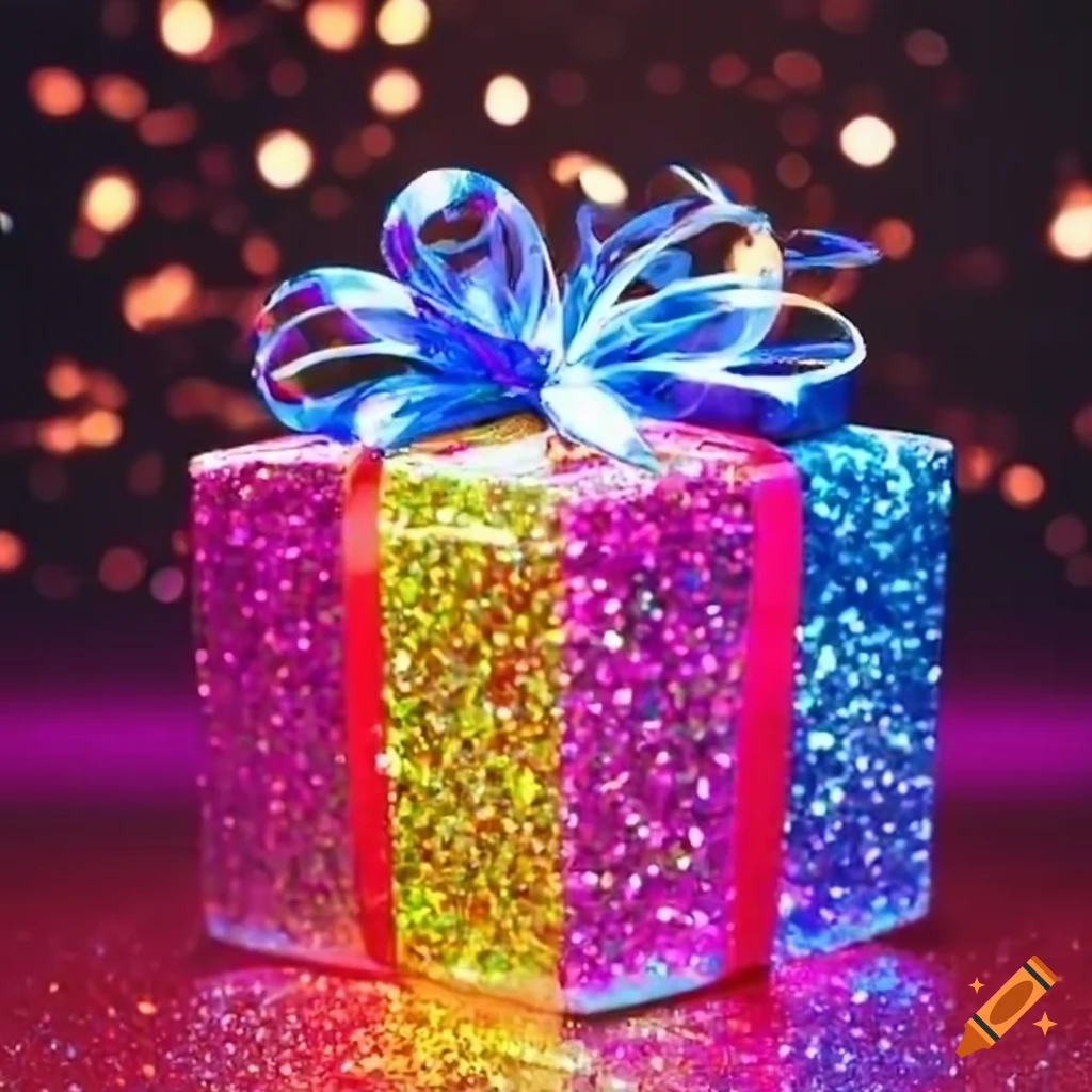 Colorful gift with sparkling background