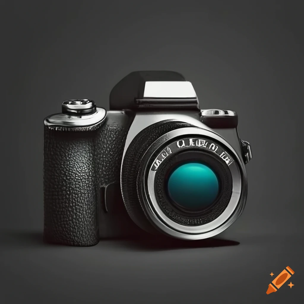 Luxurious gold nikon fe camera from an elevated angle on Craiyon