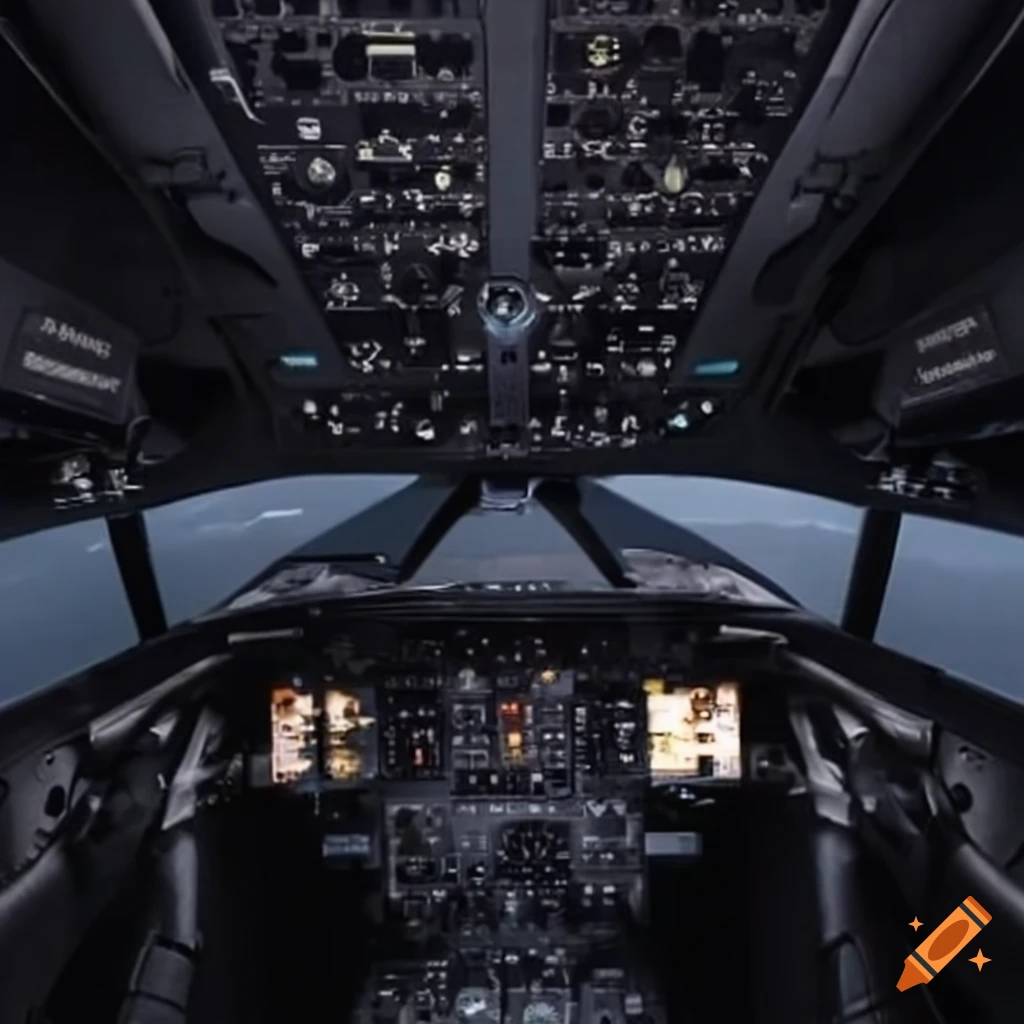 Cockpit view of an aircraft on Craiyon