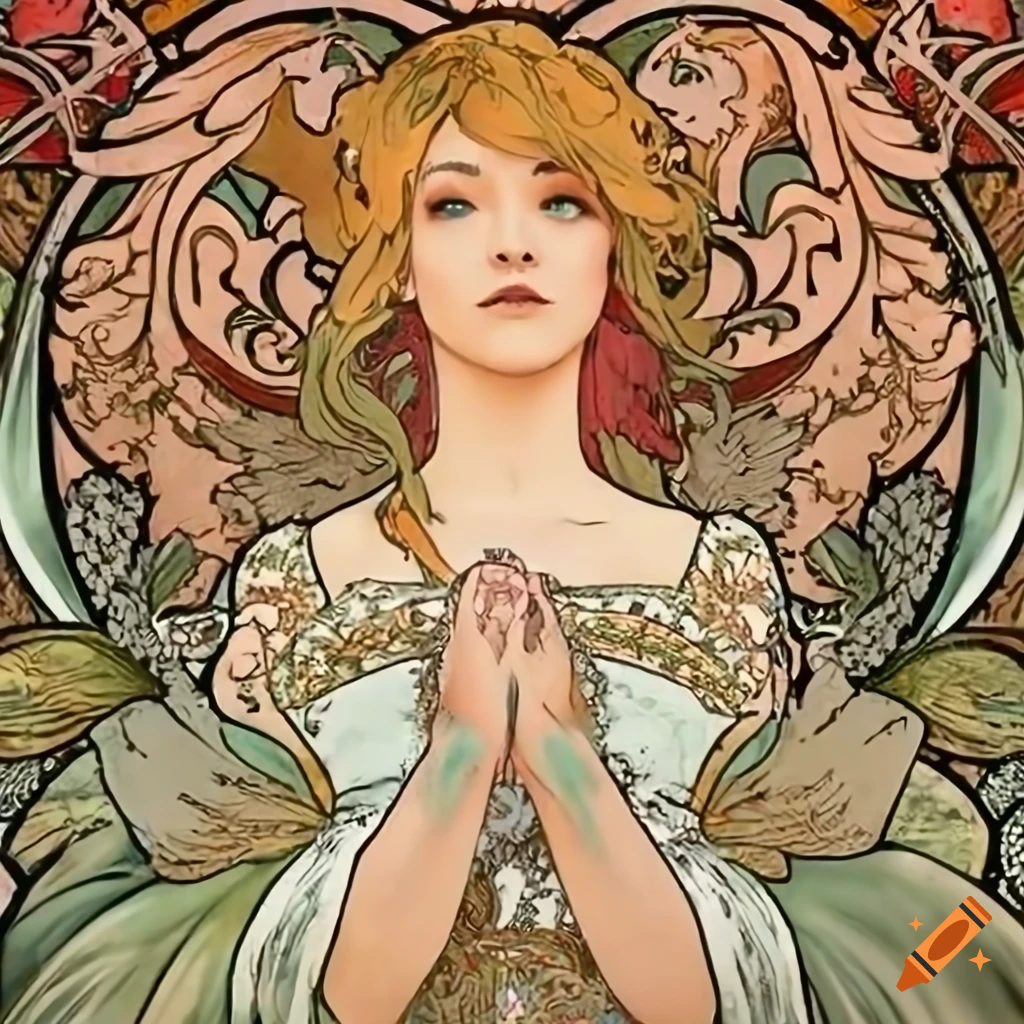 Zelda landscape artwork inspired by alphonse mucha on Craiyon