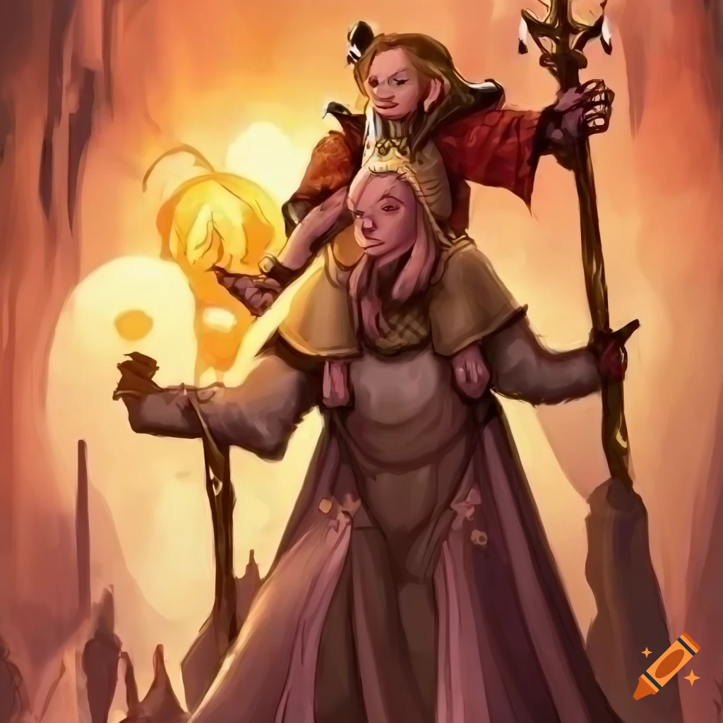 Illustration of magical guardians in a grand library