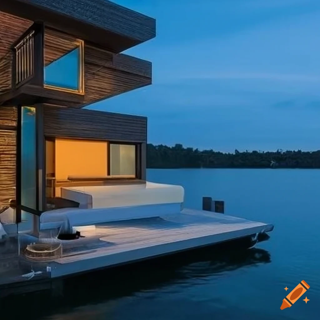 Image of a high-tech 1 bedroom floating villa on Craiyon