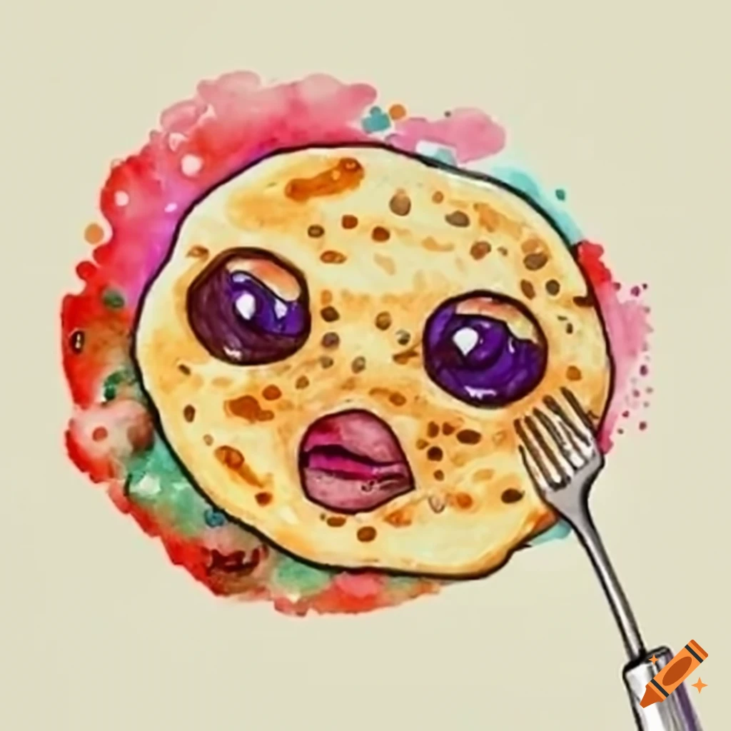 Alien eating pupusas with a fork