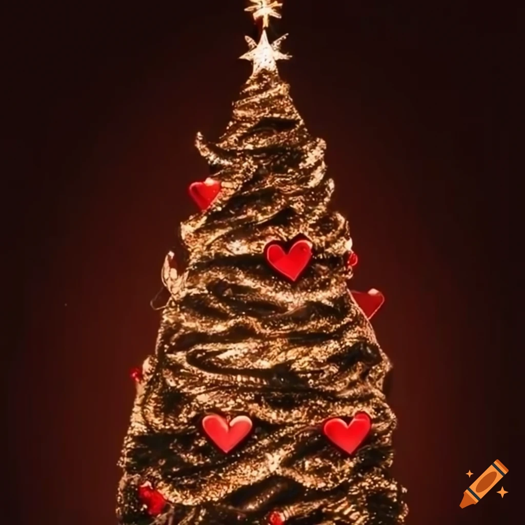 Festive christmas tree with heart ornaments on Craiyon