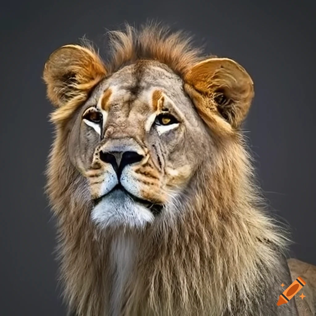 Reflection of a lion looking upwards on Craiyon